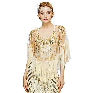 BABEYOND Night Shawl Wrap for Women Evening Cape for Prom Party Sequin Beaded Shawl