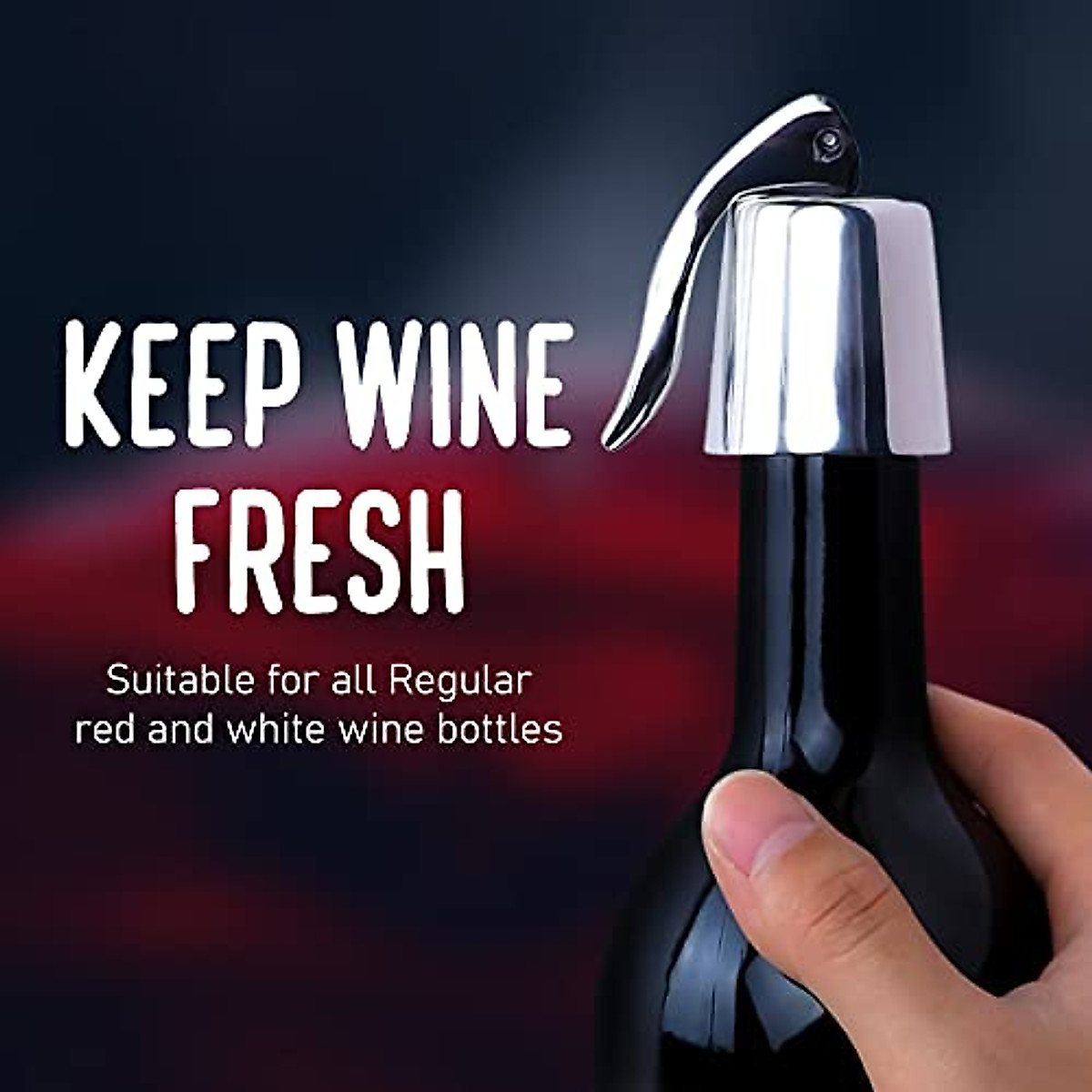 Corkscrew Wine Opener with Wine Aerator Pourer Spout and Stainless Steel Bottle Stopper, 3 Piece Wine Preserver and Accessories Set for Home Bar, Cork Remover and Stopper To Keep Wine Fresh