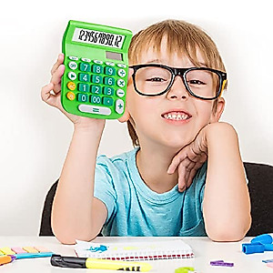 Calculators Desktop, Large Display Big Button, Solar and Battery Dual Power, 12 Digit Small Basic Standard Functional Calculator Cute for Office, Home, School (Green)