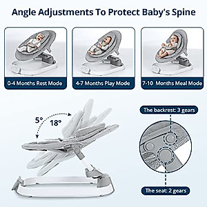 Bioby Baby Swing for Infants with 5 Speed Unique U-Shaped Motions, Portable Baby Bouncer with 3 Seat Positions & USB Charging for Indoor and Outdoor, Bluetooth Baby Swing for 5-20 lb, 0-10Months
