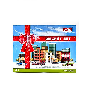 Oriate Construction Car Toys for Kids, Die Cast Construction Vehicles Toy Set Educational Mini Flatbed Trailer Excavator Bulldozer Forklift Trucks Road Signs, Birthday Gift Toys