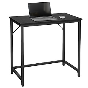 VASAGLE Computer Desk, Gaming Desk, Home Office Desk, for Small Spaces, 19.7 x 31.5 x 29.5 Inches, Industrial Style, Metal Frame, Black with Wood Grain ULWD038B56