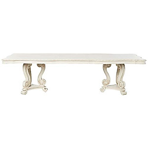 ACME Furniture Ragenardus Double Pedestal Dining Table, Antique White