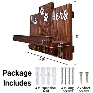 AUCANNIO Key Holder for Wall Decorative - Wall Mounted Mail Holder and Key Rack by Handmade, Farmhouse Style Key Hooks for Home Entryway Decor