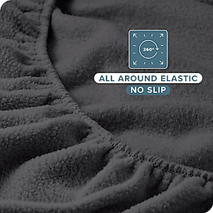 Bare Home Super Soft Fleece Fitted Sheet - Full Size - Extra Plush Polar Fleece - Deep Pocket - All Season Cozy Warmth (Full, Grey)