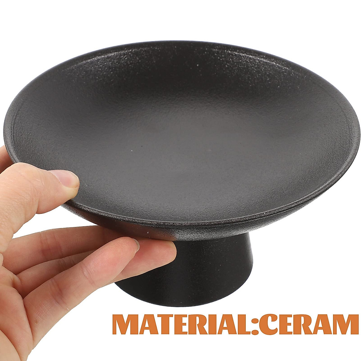 Yardwe Footed Fruit Bowl Pedestal Dessert Bowl Ceramic Fruit Bowl Fruit Container for Lunch Tray Fruit Tray (Black, 5.9inch)