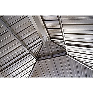 EMKK 12'x20' Gazebo Double Aluminum Composite Roof Permanent Pavilion Gazebo Outdoor Hardtop Aluminum Frame Canopy with Curtains and Netting for Backyard Patio Lawn Garden,Alu Gazebo w/Steel Canopy