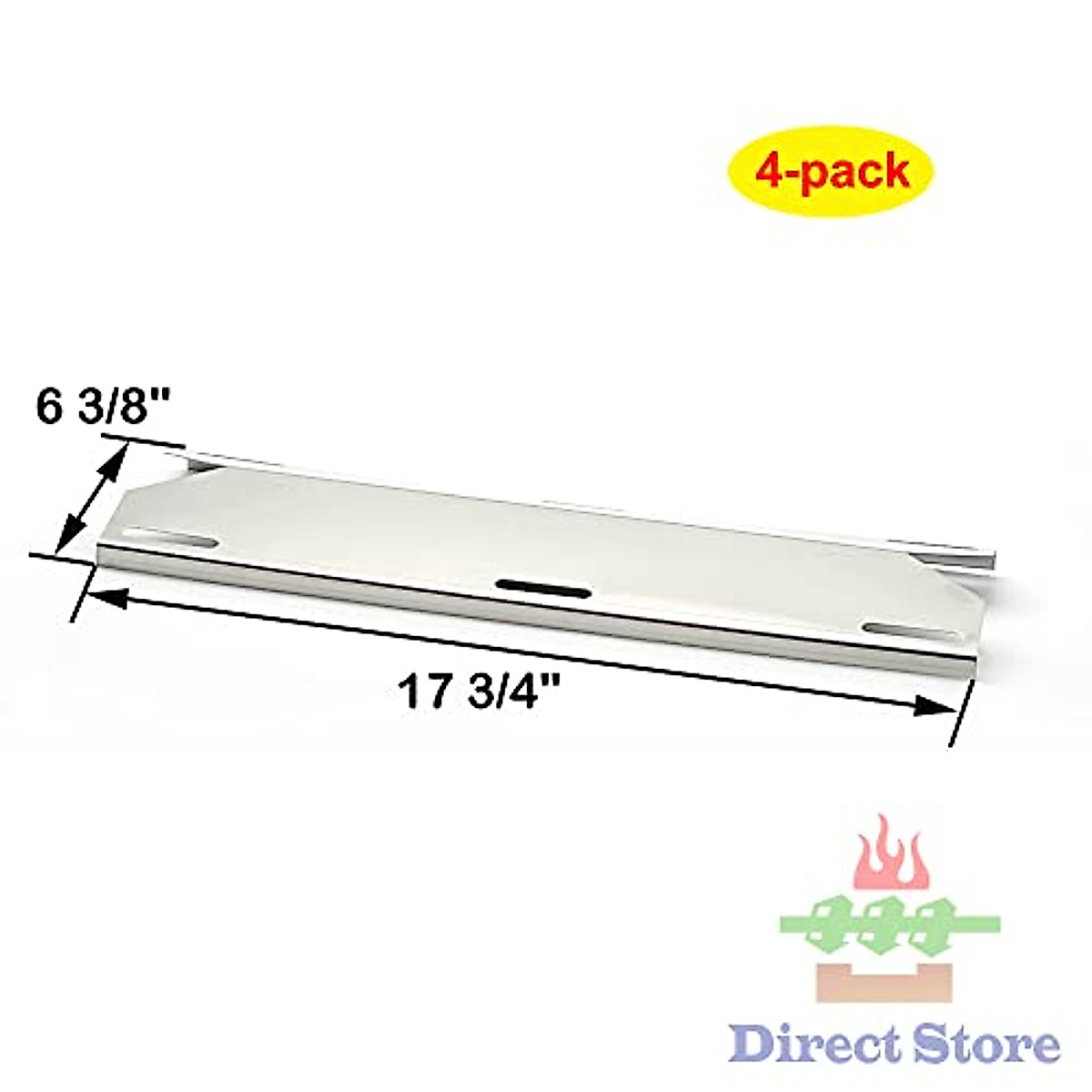 Direct Store Parts Kit DG224 Replacement for Jenn Air Gas Grill Repair Kit Gas Grill Burner and Heat Plate- 4 Pack (Cast Iron Burner + Stainless Steel Heat Plates)