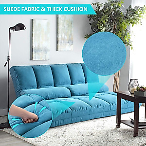 Harper & Bright Designs Adjustable Floor Sofa and Couch for Living Room and Bedroom, 5 Position Floor Gaming Chair, LoveSeat (Loveseat Couch, Blue Couch)
