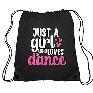 Haizct Just a Girl Who Loves to Dance Backpack, Dance Bags, Unisex Drawstring Backpack Bag for Gym Shopping Sport Yoga Dance Rehearsal, Great Gift for Ballet Dancer Actor Actress
