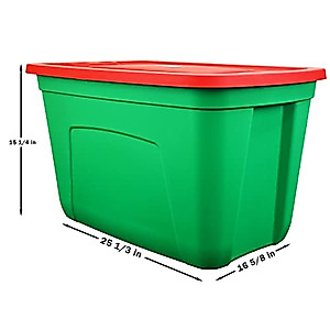 SIMPLYKLEEN 4-Pack Christmas Storage Totes with Lids (Red/Green), 18-Gallon (72-Quart) Organization Bins, 25.50" x 17.00" x 15.25", Holiday Organizer, Plastic Storage Container Made in the USA