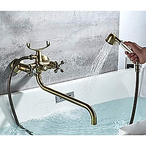 Kitchen Taps Bathtub Faucets Telephone Style Dual Handle Mixer Taps Bathroom Bath Outlet Nozzle Shower Faucet With Hand Shower