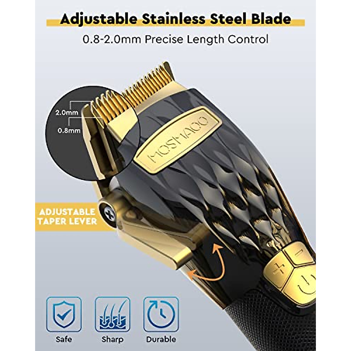 MOSMAOO Professional Hair Clippers and Hair Trimmer Combo Set for Men, Cordless Barber Clippers for Hair Cutting &Beard Trimmer with 5 Rotational Speeds and Adjustable Blade for Men, Women, and Kids