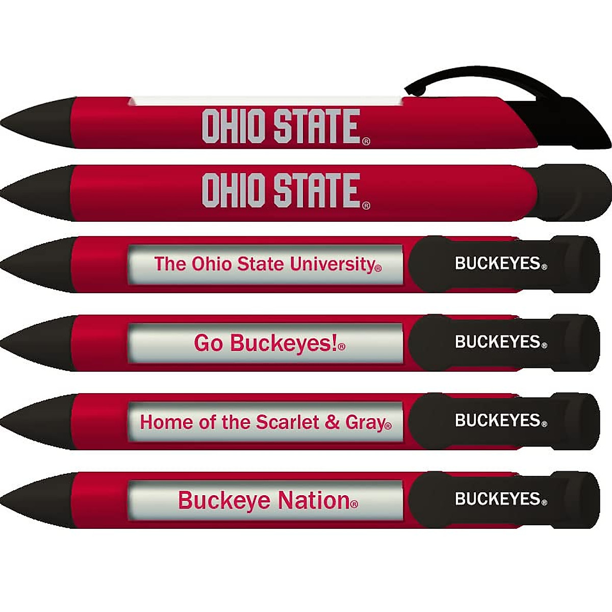 Greeting Pen Ohio State University Buckeyes Rotating Message Pens - 4 Pack (8043) Officially Licensed Collegiate Product