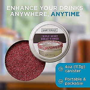 Bartesian Triple Berry Sugar Cocktail Glass Rimmer - Cocktails Glasses Sweet Rimming Garnish for Bar Drink Lemon Drop, Margaritas, Gimlets, Cosmopolitan - Home Bartending Mixology Supplies
