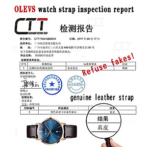 OLEVS Men's Ultra Thin Slim Big Face Date Leather Analog Wrist Watches Waterproof for Male Teen Boys Gift Classic Casual Minimalist Blue Large Dial Rose Gold Quartz Watch with Retro Genuine Band Black