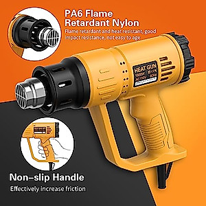 Heat Gun, TGK® HG5100 Dual Temperature Hot air Gun, High And Low Temperature Settings 1112℉/662℉ with Overload Protection, 4 Nozzle Attachments for Crafts, Shrink Wrapping/Tubing/PVC, Paint Removing