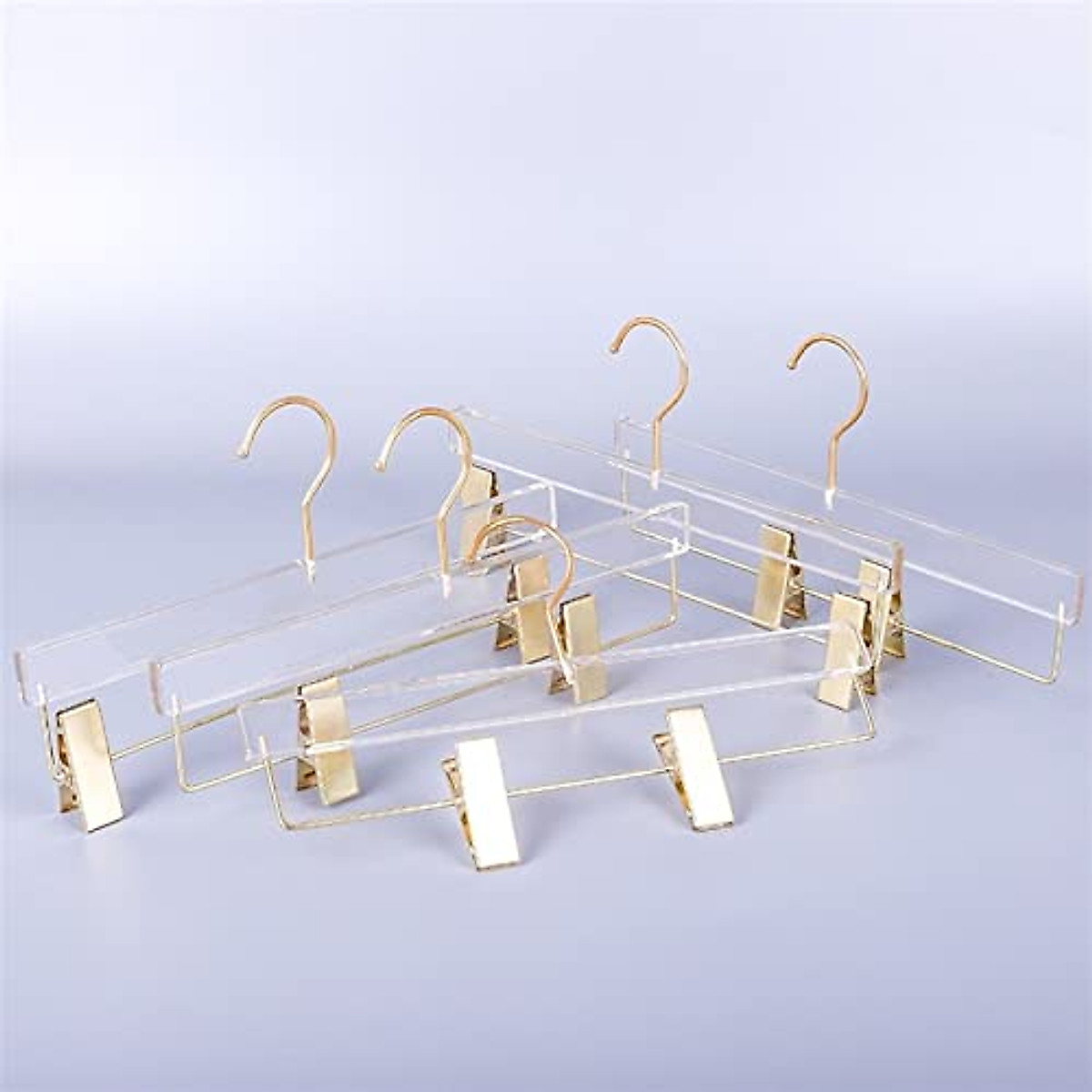 10 Pieces of Acrylic Transparent Gold Hook Hanger Acrylic Hanger with Gold Clip Clear Acrylic Hanger Pants Hanger Clip Skirt Display