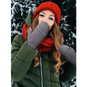 Bencailor 3 Pairs Winter Fingerless Gloves Warm Convertible Mittens Flap Cover Cat Paw Gloves for Women Cold Weather Cosplay (Dark Gray, White, Light Khaki)