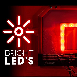 Franklin Sports Over the Door Indoor Basketball Hoop - Kids Mini Hoop for Bedroom - Steel Rim Mini Hoop - Includes Ball and Pump - Red Light Up