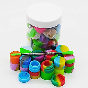 Vitakiwi 2ml 3ml Round Silicone Wax Concentrate Containers Multi Use Oil Jars with Carving Tool (40PCS)
