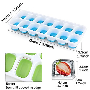 Silicone Ice Cube Tray, 4 Pack Easy-Release & Flexible 14-Ice Cube Trays with Spill-Resistant Removable Lid, Stackable Ice Trays with Covers for Freezer, Cocktail