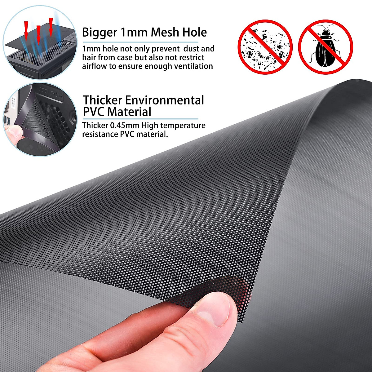 400x300mm DIY PC Case Dust Mesh Filter, 2Pack PVC Dustproof Mesh Filter Cover with Magnetic Strip for Computer PC Case