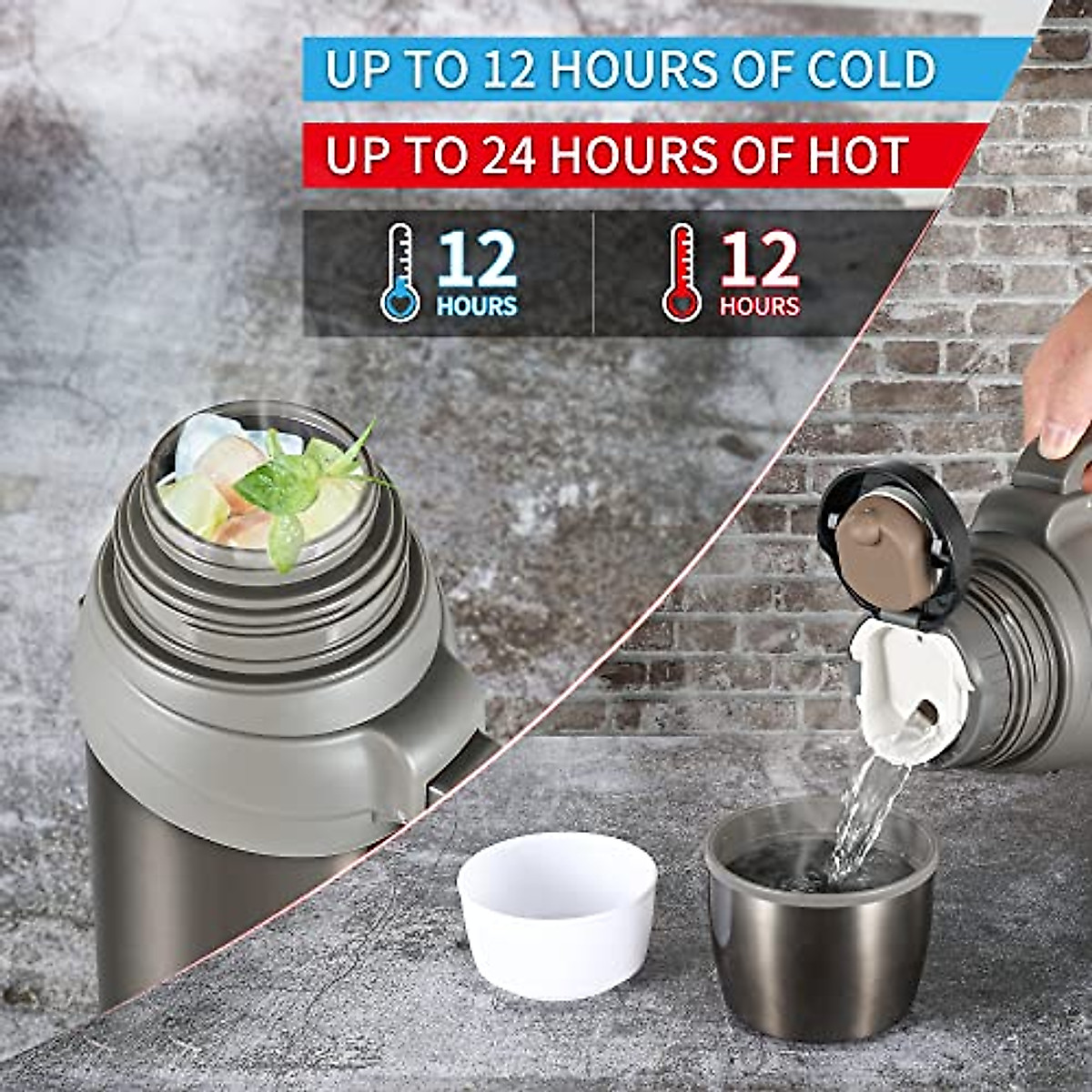 Olerd 85oz Large Coffee Thermoses for Travel - Insulated Water Jug Classic Vacuum Bottle with Plastic Cup - 2.5L Stainless Steel Vacuum Insulated Beverage Bottle for Hiking Fishing