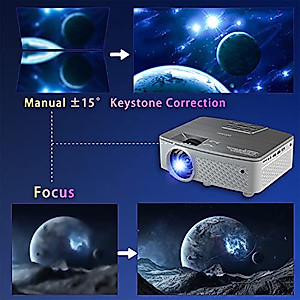 WiFi Bluetooth Projector, Native 1080P HD Movie Projector with 120" Projector Screen and Carrying Case, 4K Supported 200" Display Home Theater, Compatible with iOS/ Android/ Xbox/ PS5/ TV Stick/ HDMI