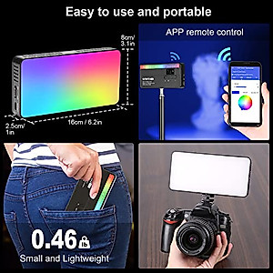 Sutefoto RGB LED Video Light 15 (W) /360° Full Colors/CRI 96+/5000mAh Battery/ 2800K-10000K On-Camera Lighting Mini Pocket Light for Vlog YouTube Videos, Portable LED Camera Light.