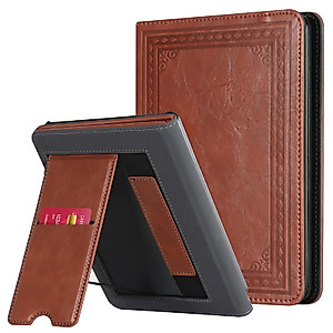 CoBak Case with Stand for Kindle Paperwhite 12th Gen 2024 Released (7") & Kindle Colorsoft Signature Edition - Durable PU Leather Cover with Auto Sleep Wake, Card Slot, Hand Strap Feature, Vintage