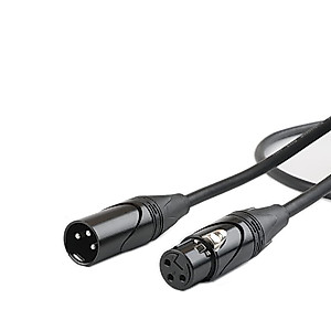 MFL. 15 ft DMX Cable 3 Pin XLR Male to Female Connector Wires for Stage Lighting DJ Lights 22 AWG 110 Ohms, Black Connector, Pack of 4