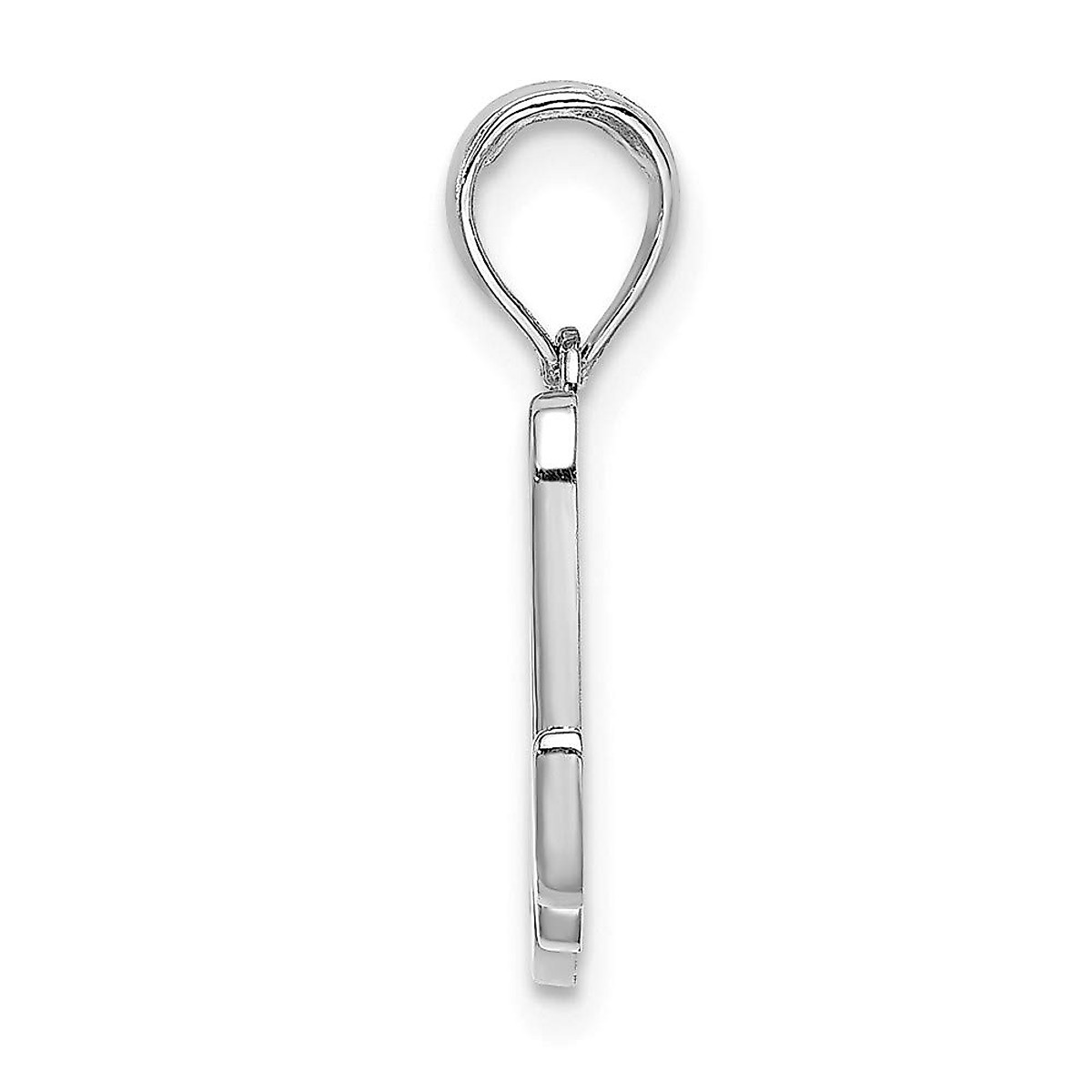 Solid 10K White Gold M Script Initial Letter Alphabet Charm Pendant