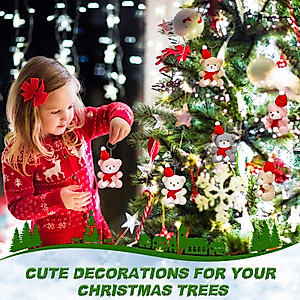 Jexine 12 Pcs Christmas Mini Plush Bears Bunny 3.14 Inch Tiny Stuffed Jointed Furry Doll Toys for DIY Gifts Christmas Tree Stocking Stuffers Keychain Baby Shower Wedding Party Favors(Cute Bear)