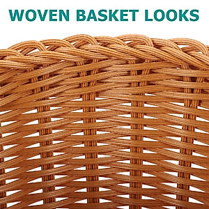 PRETYZOOM Wicker Waste Basket, Woven Trash Can 9.6 Inch Boho Garbage Bin Small Round Wastebasket for Laundry Bathroom Bedroom Kitchen Home Office Countertop