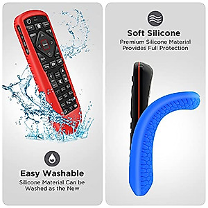 2 Pack Case for Dish Network Remote 52.0/54.0, Silicone Cover for Dish TV Remote Controller Skin Protective Universal Replacement Rubber Sleeve Protector(Red,Blue)