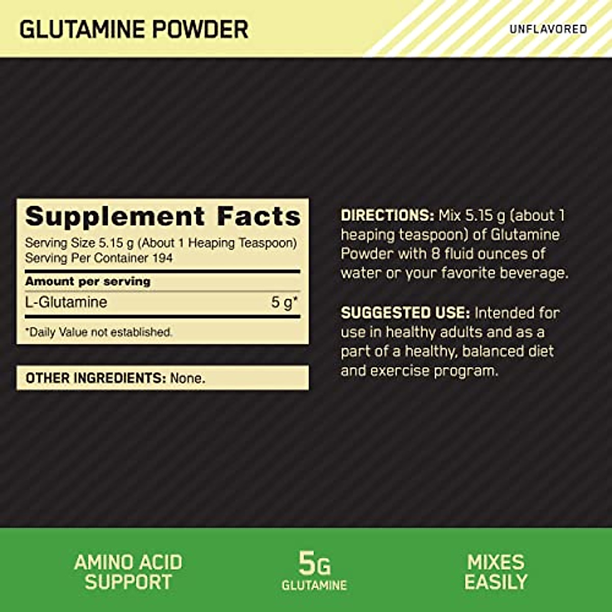 Optimum Nutrition L-Glutamine Muscle Recovery Powder, 1000 Gram