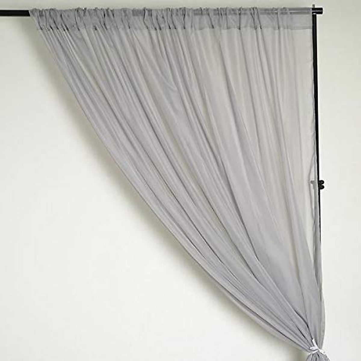 BalsaCircle 10 feet x 10 feet Silver Sheer Voile Backdrop Drapes Curtains 2 Panels 5x10 ft - Wedding Ceremony Party Home Decorations