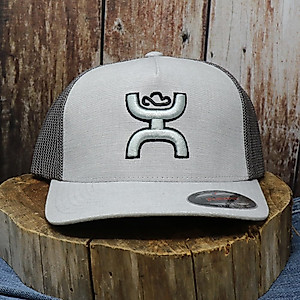 HOOEY Men's Flexfit Fitted Hat (Large/X-Large, Grey)