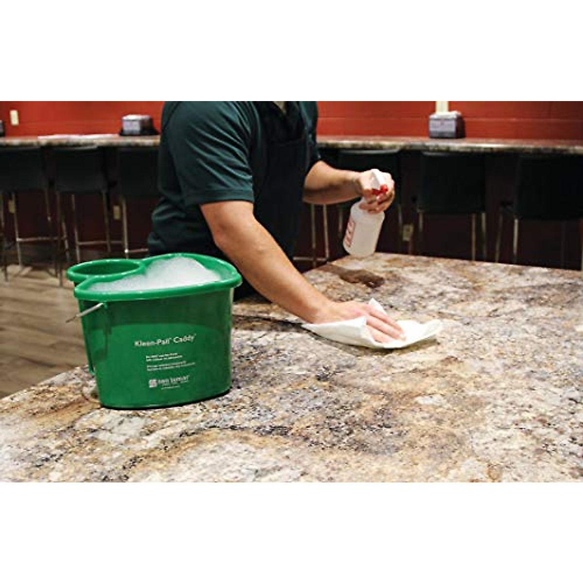 San Jamar KP500 Kleen-Pail Commercial Cleaning Caddy System, Green
