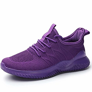 Women's Running Shoes Ladies Slip on Tennis Walking Sneakers Lightweight Breathable Comfort Work Gym Trainers Stylish Shoes Dark Purple
