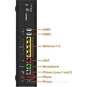 AT&T Ethernet BGW210 802.11b/g/n/ac 400mW Bonded VDSL2 Wireless Voice Gateway 4 x Gigabit Ports (ONT Required),Black