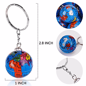 PROLOSO 48 Pcs Globe Keychains Bulk for Kids World Planet Earth Theme Keyrings Toy 1 Inch