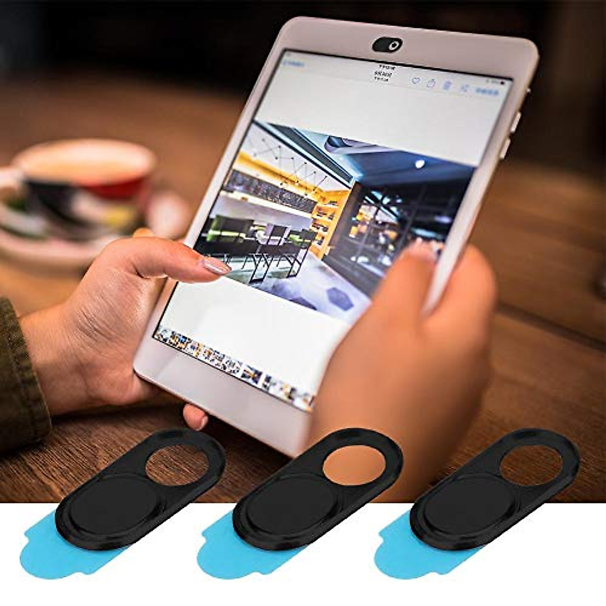 Lens Cover, Durable 3pcs Webcam Cover Sticker for Tablets(Black)