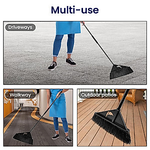 Silkyhose Heavy Duty Broom, Outdoor Broom with 51" Long Handle&Thicken Stiff Bristle, Street Sanitation Broom for Sweeping Weeds,Leaves Household Broom Cleaning Indoor Kitchen