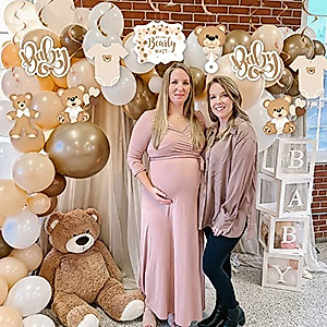 20Pcs Neutral Cream Bear Baby Shower Party Hanging Swirls, Nude Teddy Bear Foil Ceiling Swirls Decor, Boho Brown Bear Kids Birthday Gender Reveal Wedding Bridal Shower Grad Anniversary Party Supplies