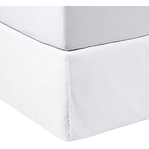 Amazon Basics Lightweight Pleated Bed Skirt, Queen, Bright White