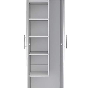 Nala Cleaning Cabinet with 5 Shelves and Hanging Rack in White