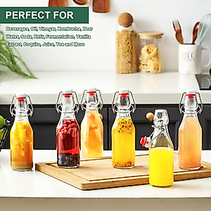 AOZITA 8-Pack 8.5oz Flip Top Glass Bottles, Swing Top Beer Brewing Bottle for 2nd Fermentation, Kombucha, Kefir, Vanilla Extract, Coquito, Juice, Tea - Airtight Stopper Cap Lid, Bonus 2 Bottle Pourers