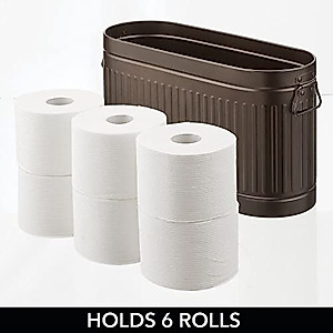 mDesign Large Steel Free Standing Toilet Paper Organizer, 6-Roll Tissue Storage Holder Container Bin for Bathroom Floor, Fits Under Sink, Vanity, Shelf, In Cabinet, or Corner Oscar Collection - Bronze